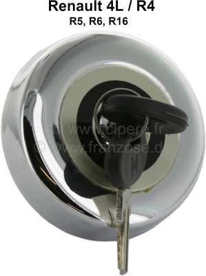 bouchon de réservoir à clé, chromé, Renault 4L, R5, R6, R16